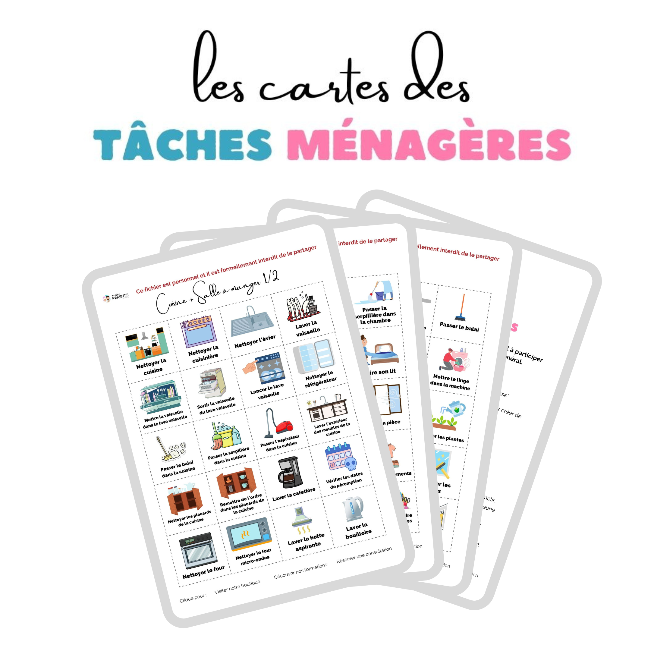 Les cartes des tâches ménagères | Format numérique pdf | ⭐️⭐⭐⭐⭐